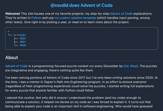 Building an Advent of Code Solution Showcase | xavd.id